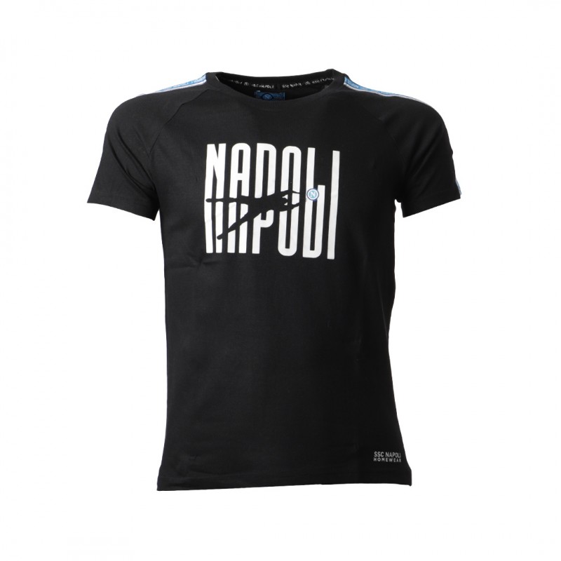 black summer outfit with ssc napoli writing boy