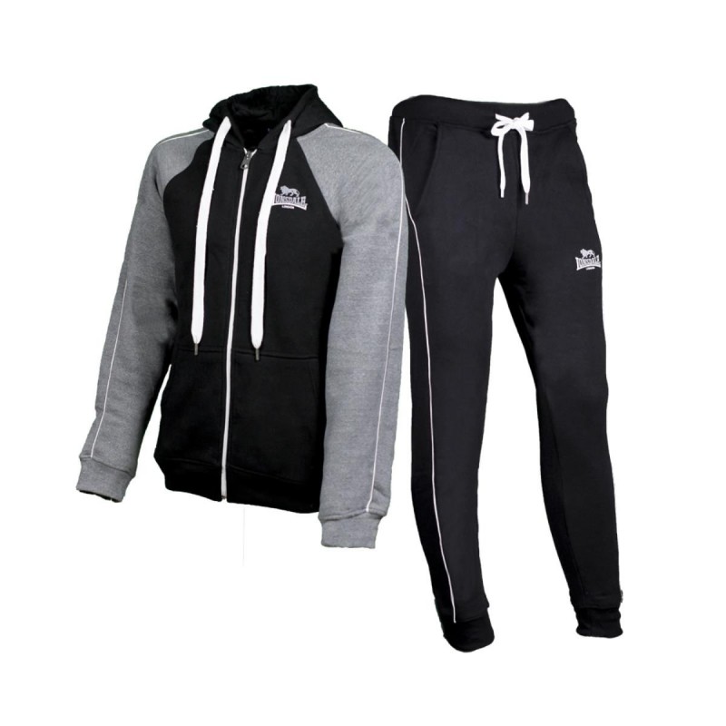 tuta sportiva con cappuccio nera grigia lonsdale